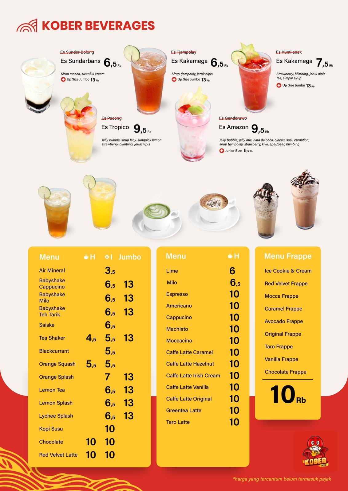 Menu at Mie Kober Madiun restaurant, Madiun