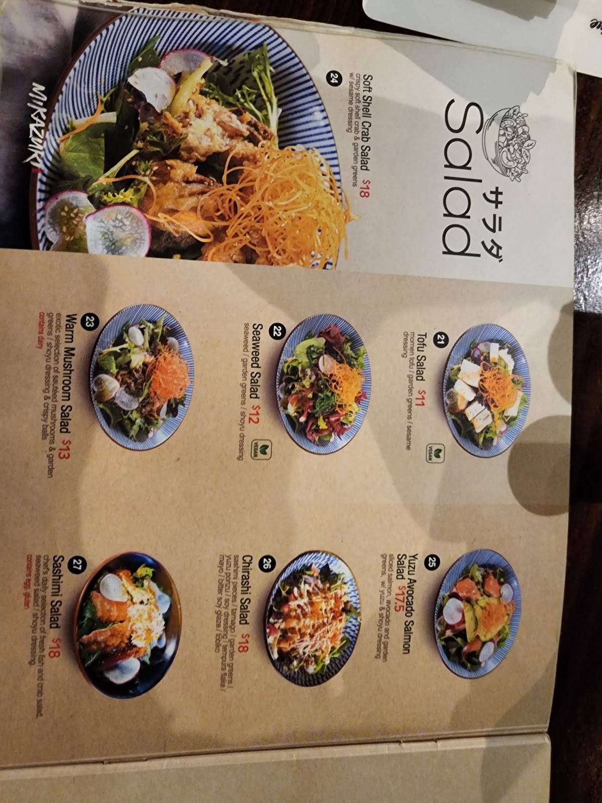 Menu at Mikazuki Parramatta restaurant, Parramatta