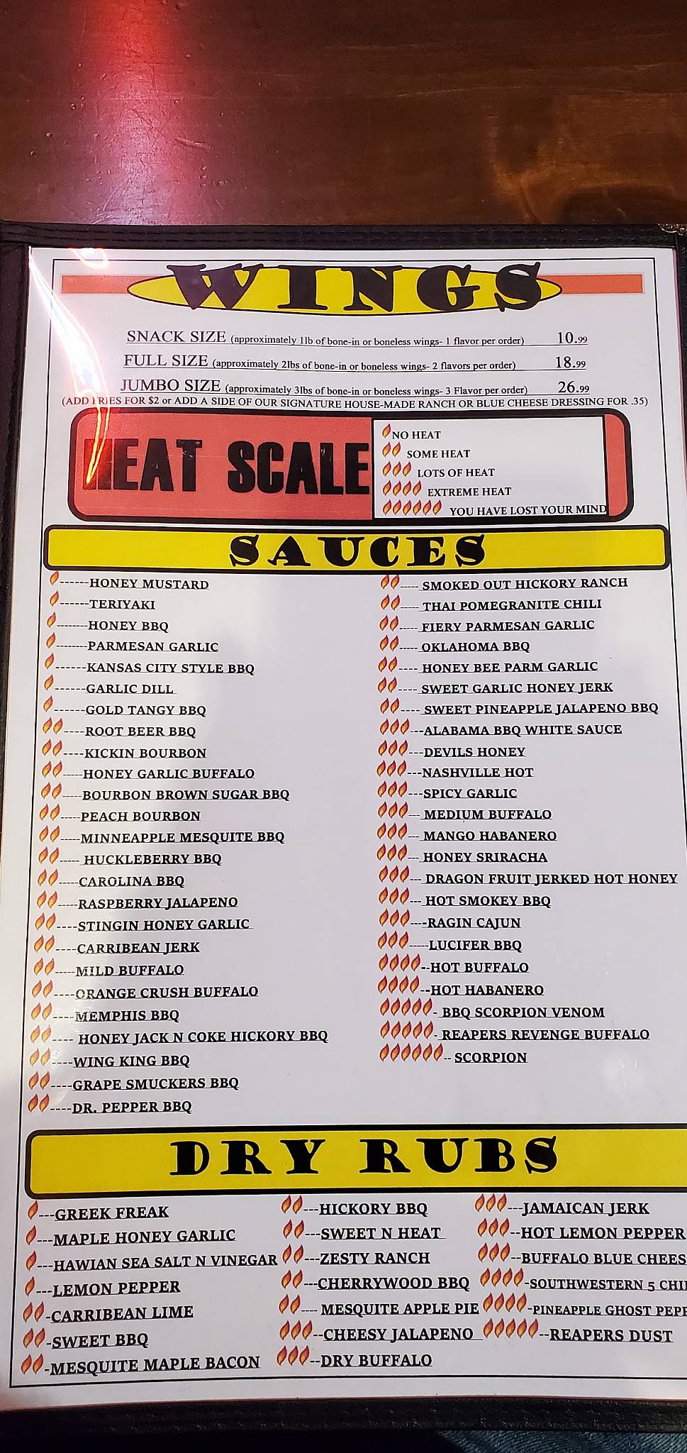 Menu at Minnesota Wing King pub & bar, Saint Peter