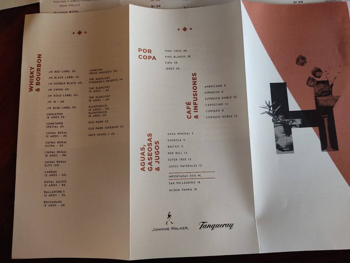 Menu at Restaurant Huaca Pucllana, Lima