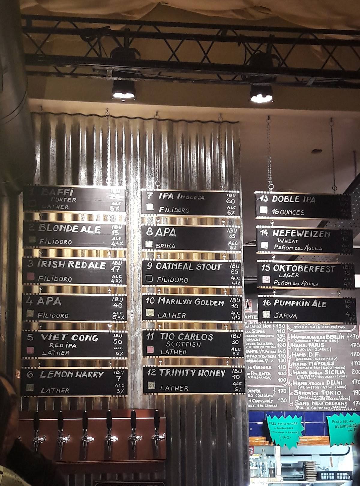 Carta del pub y bar Mis Mulas Cervecería, Buenos Aires