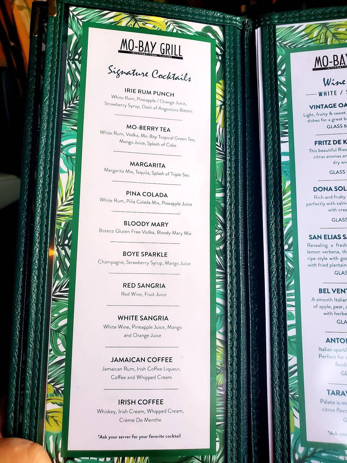 Menu at Mo Bay Grill restaurant, Sebastian