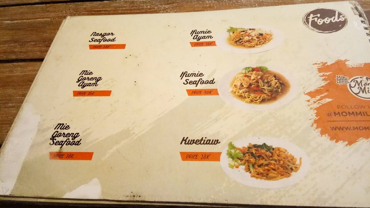 Menu at Mommilk restaurant, Semarang