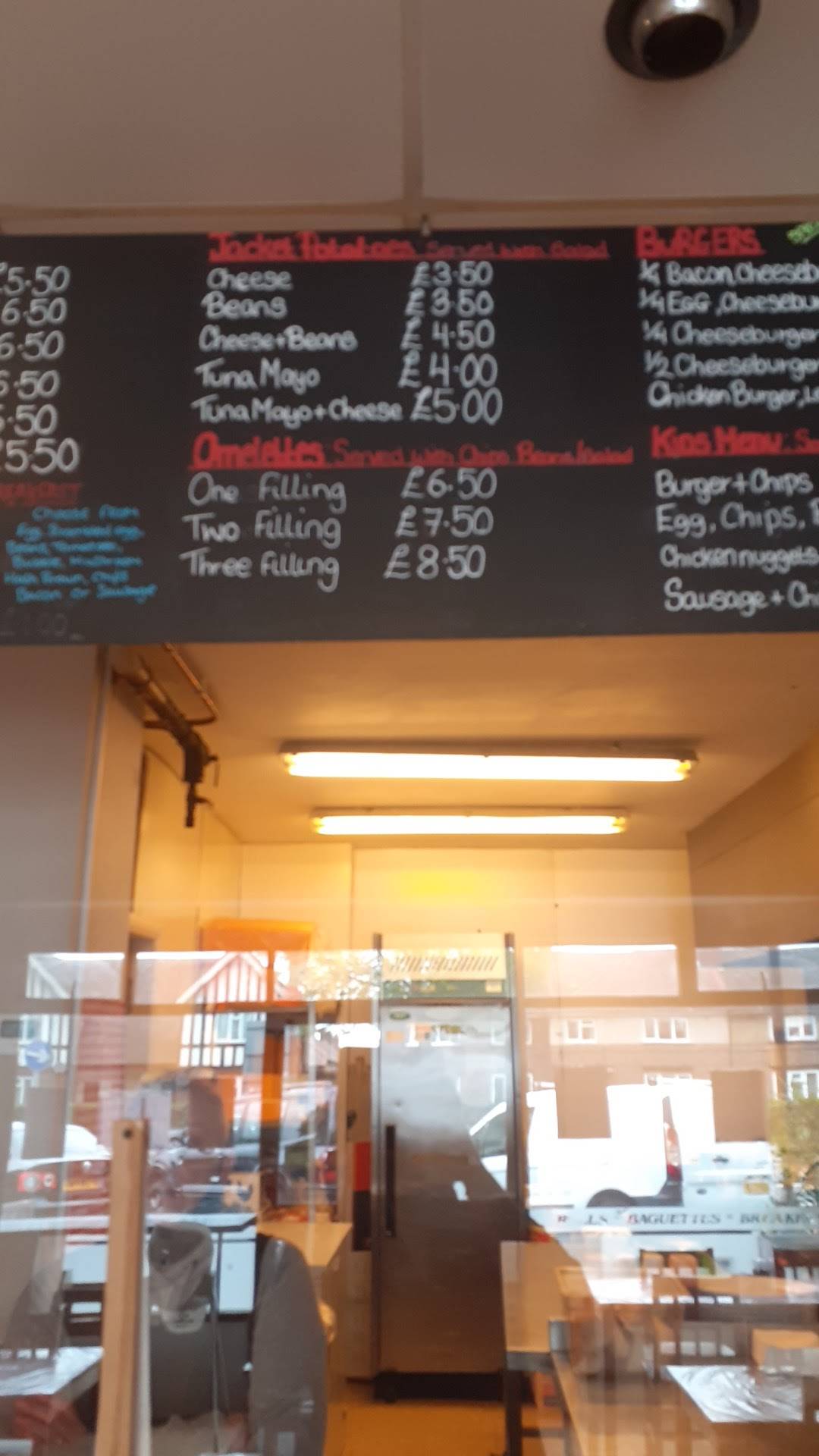 Menu at Monster Munch cafe, London