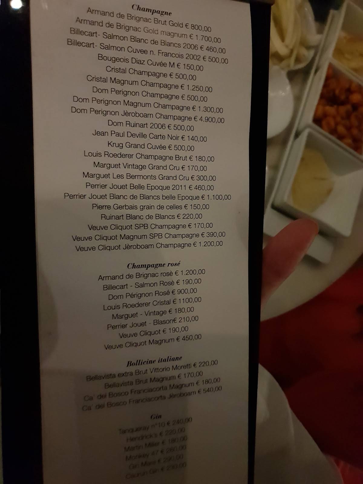 Menu au Morgana Lounge Bar, Taormine