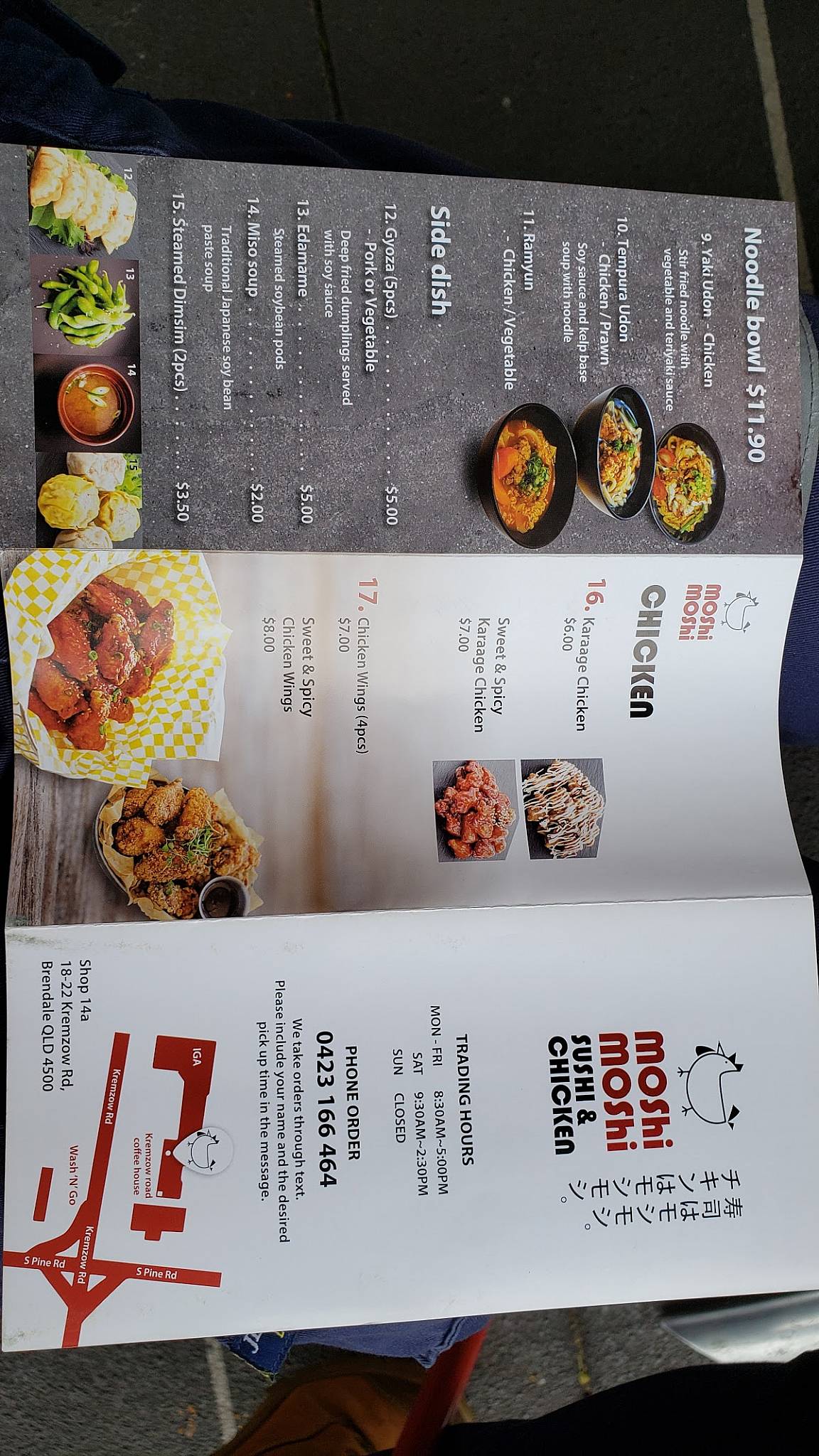 Menu at Moshi Moshi restaurant, Brendale