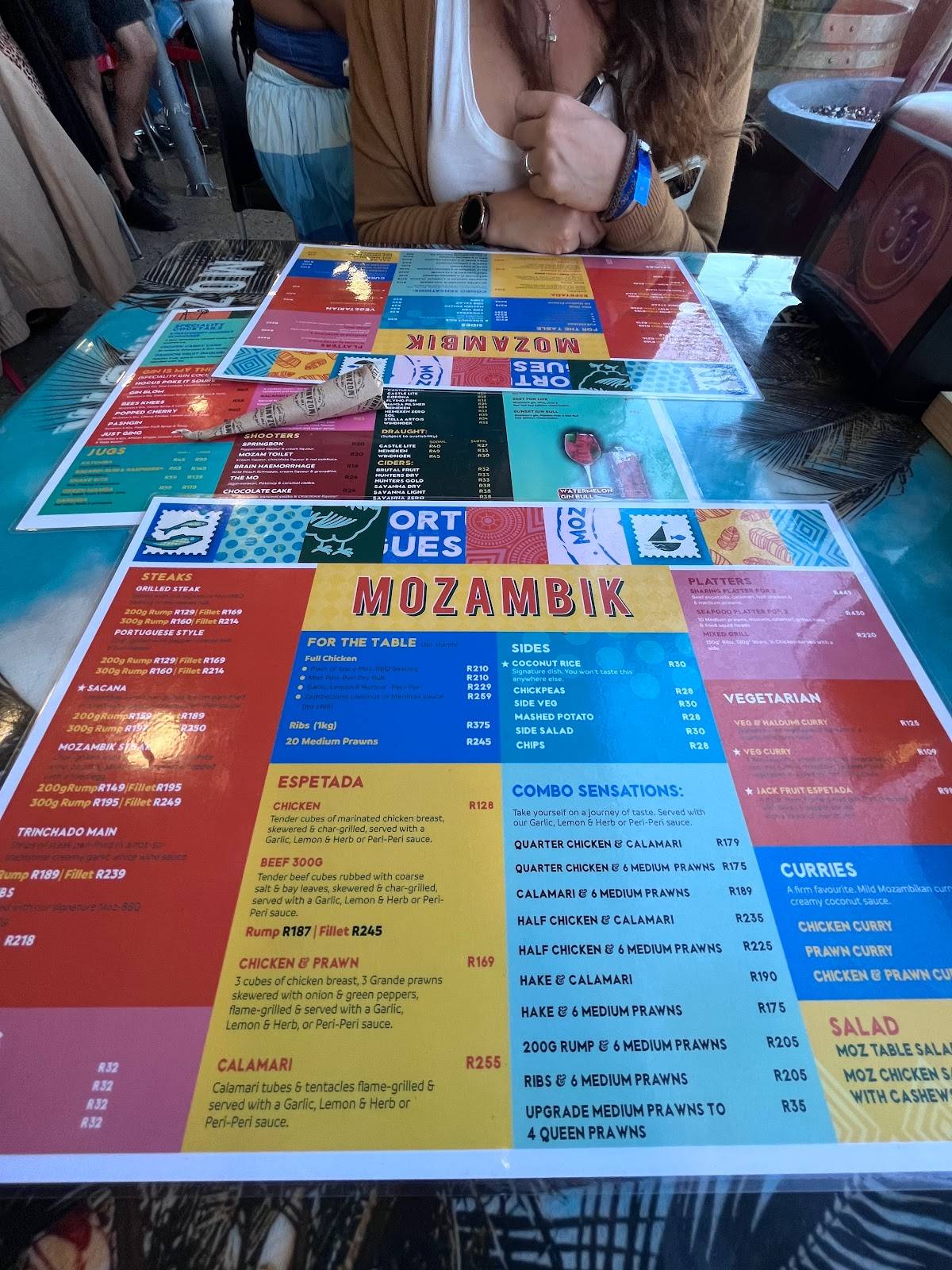 Menu at Mozambik V & A Waterfront restaurant, Cape Town