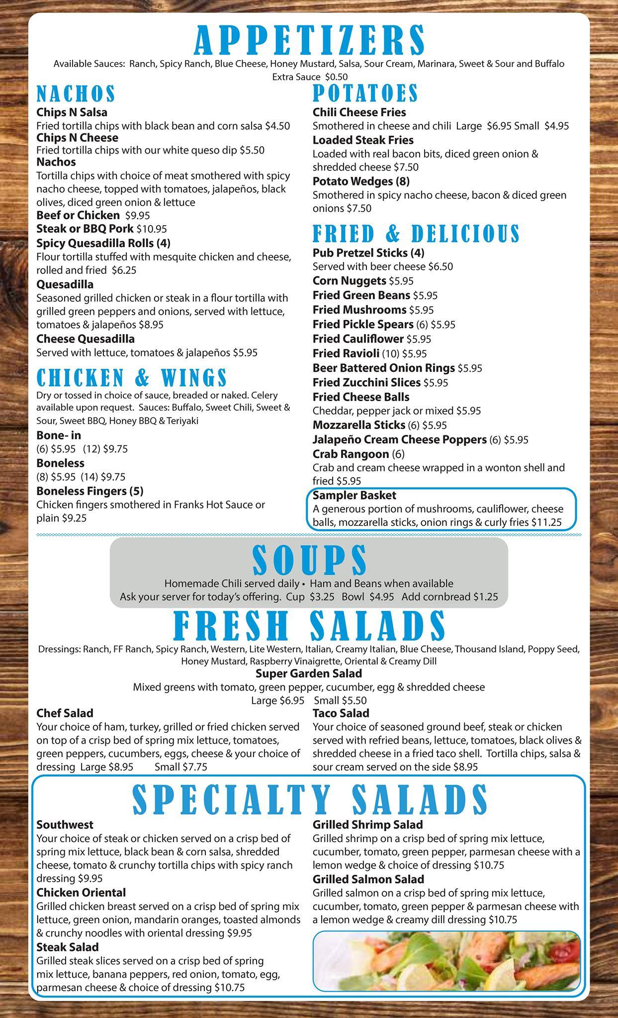 Menu at Mr Bill's Bar & Grill, Quincy