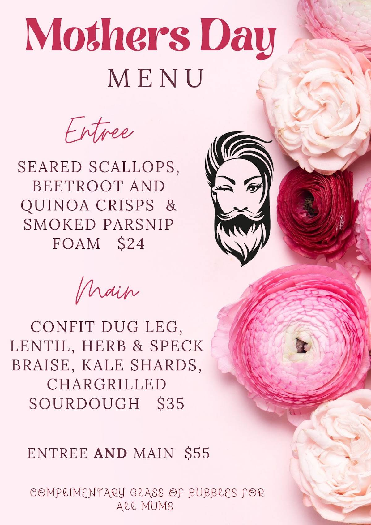 Menu at Mums Beard Cafe, Victor Harbor