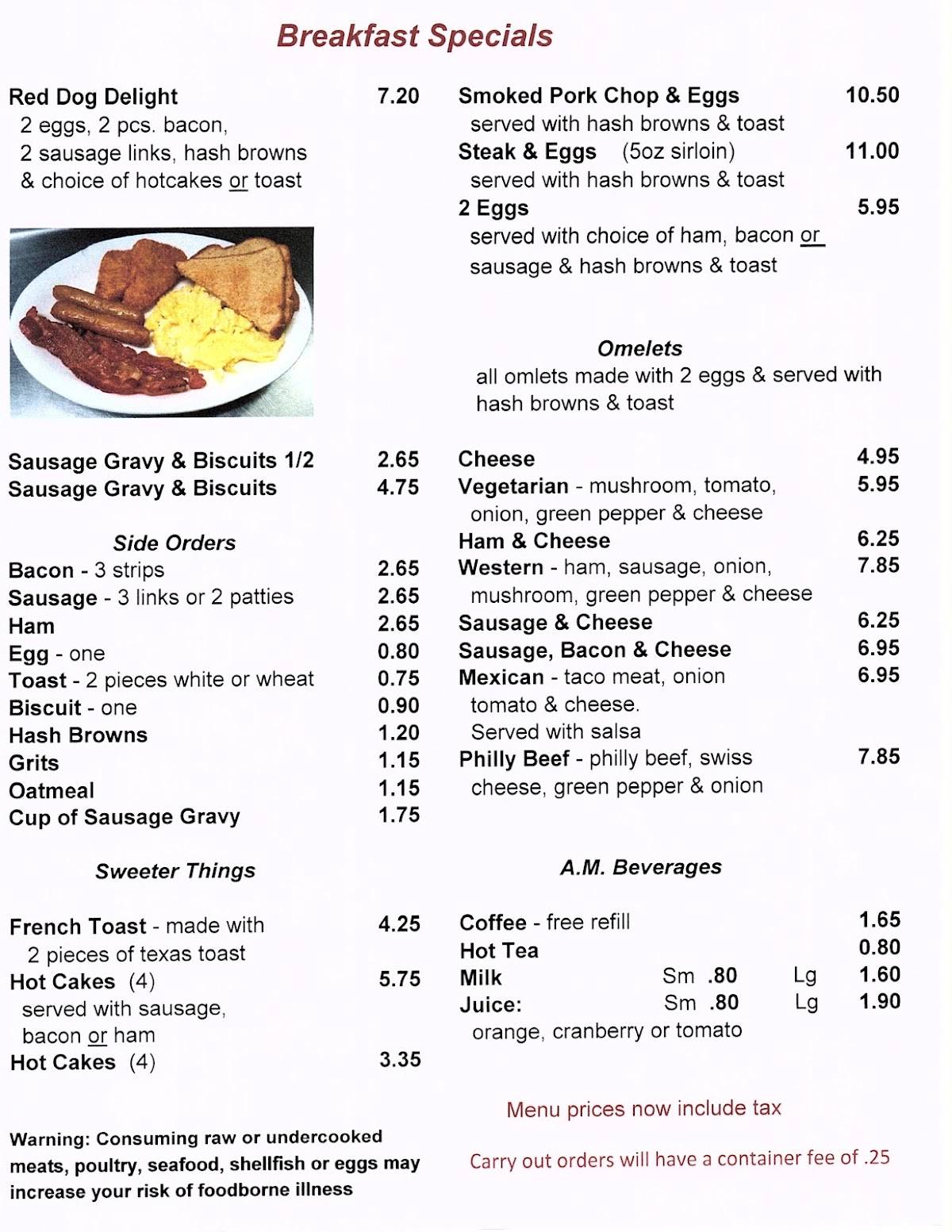 Menu at Red Dog Saloon pub & bar, Muncie