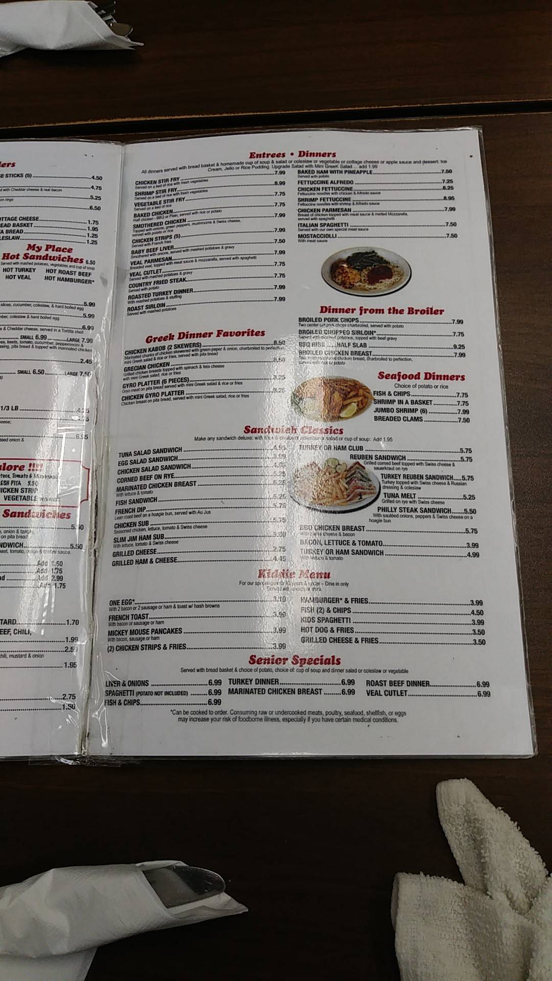 Menu at My Place Restaurant, Wayne