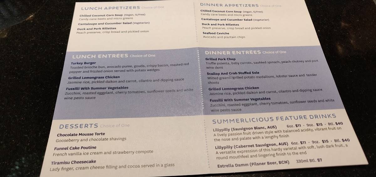 Menu at NOVOTEL TRIO restaurant, Toronto, 3 Park Home Ave