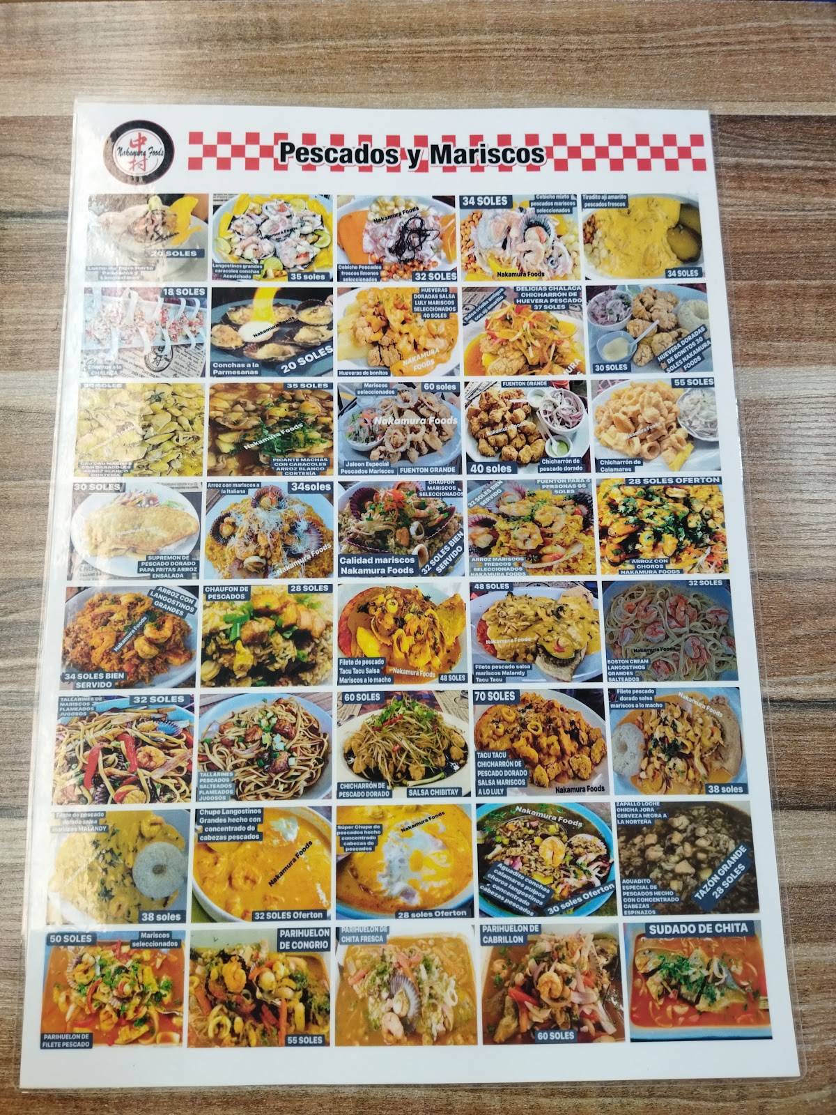 Carta del restaurante Nakamura Foods, La Perla, Jr. Camaná 241