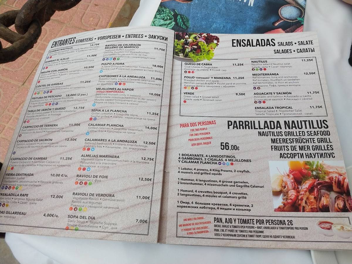 Menu at Nautilus Restaurante, Torrevieja