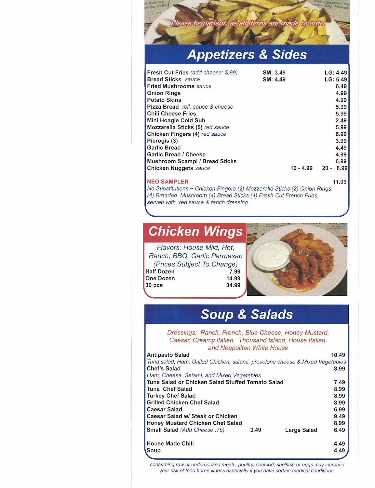 Menu at Neapolitan Italian Eatery pizzeria, Haines City