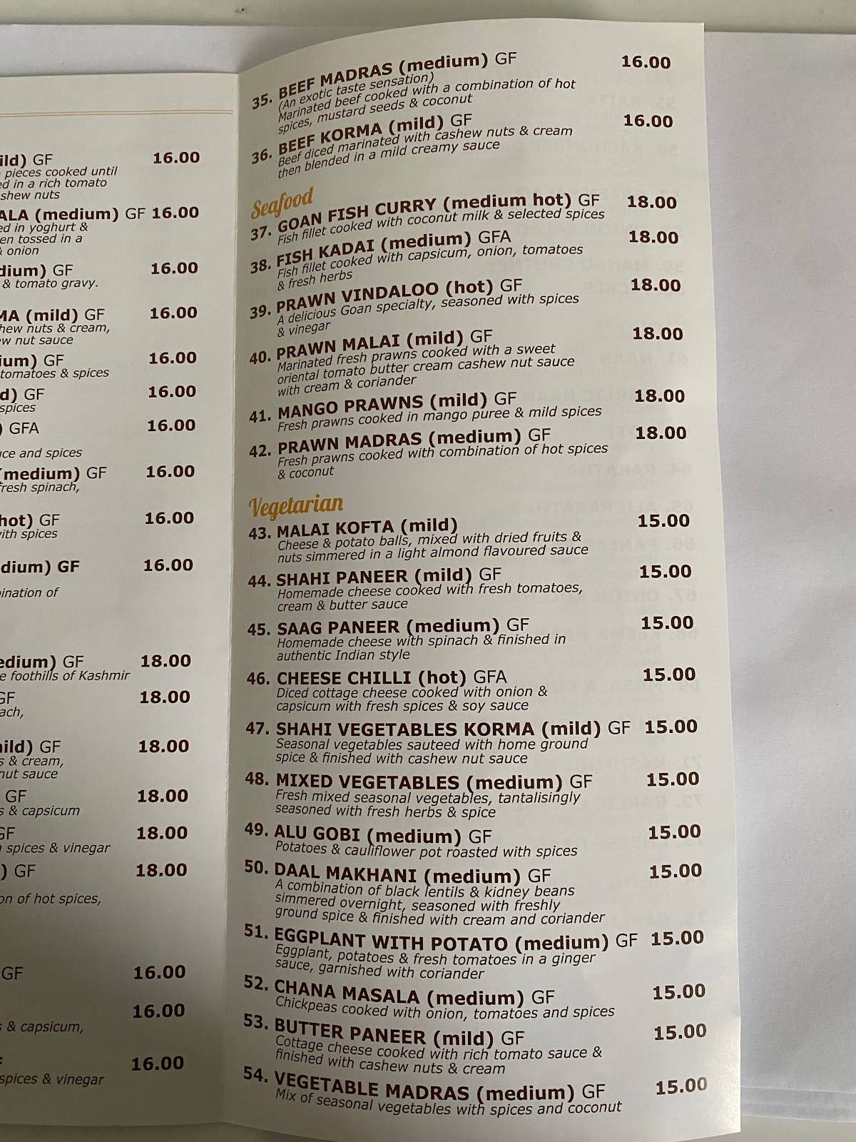 Menu at New Heaven Indian Restaurant, Millicent