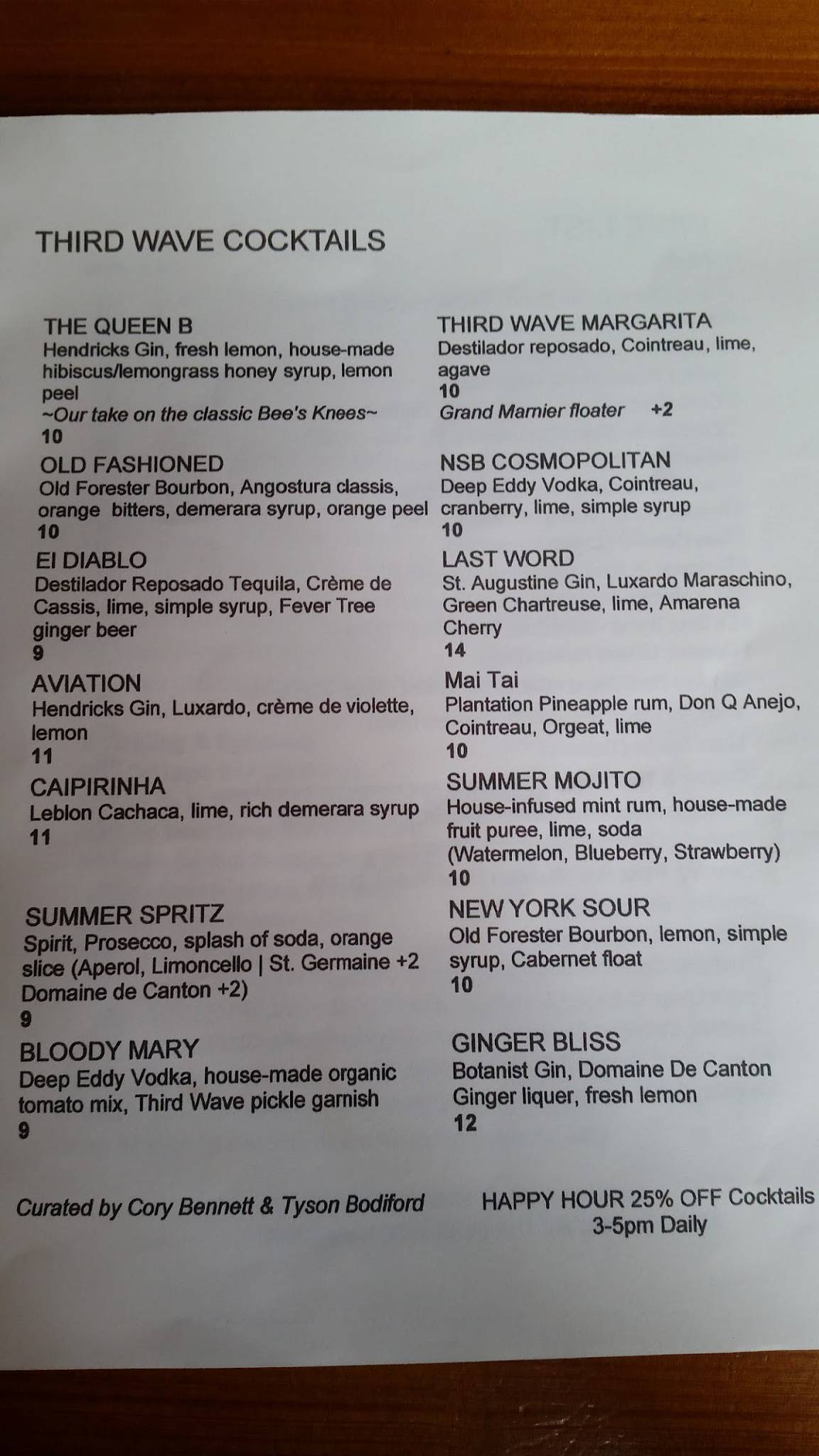 Menu at Third Wave Cafe & Wine Bar, New Smyrna Beach