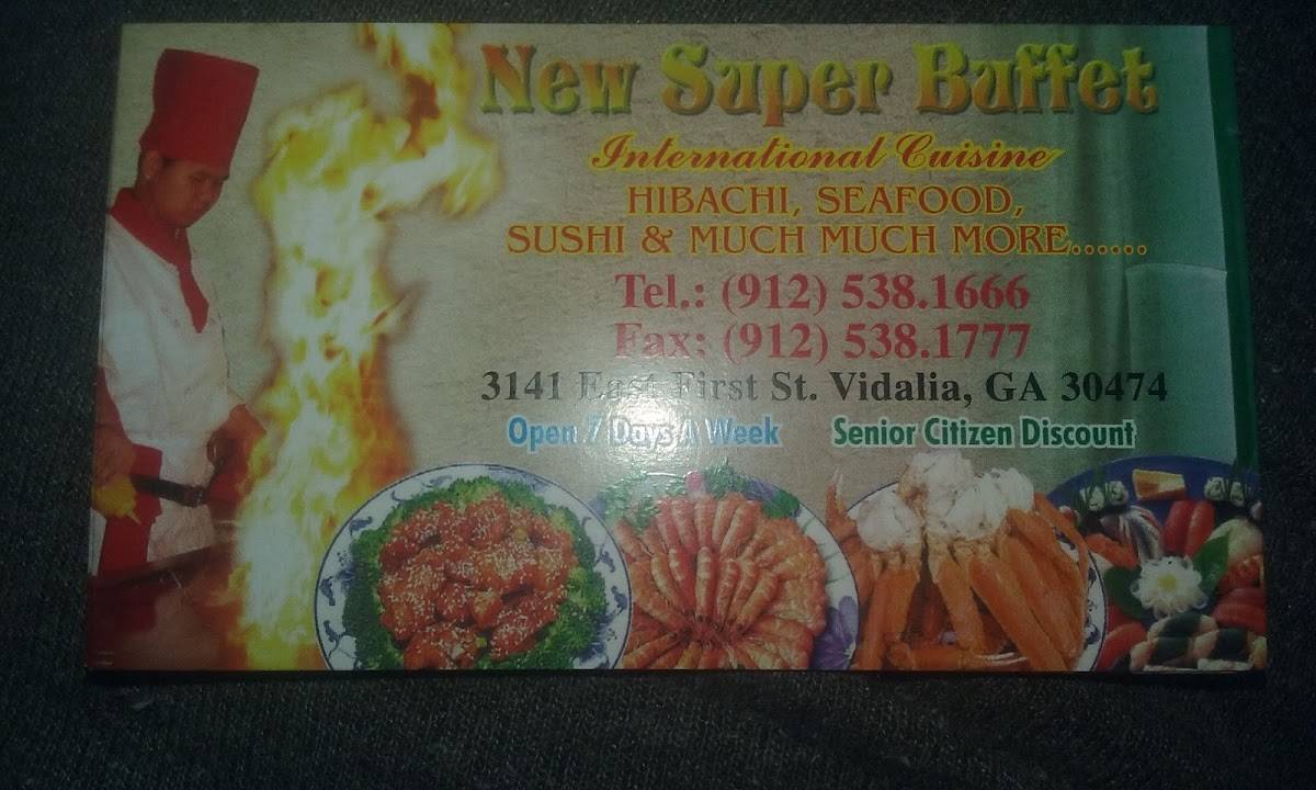 Menu at New Super Buffet restaurant, Vidalia, E 1st St