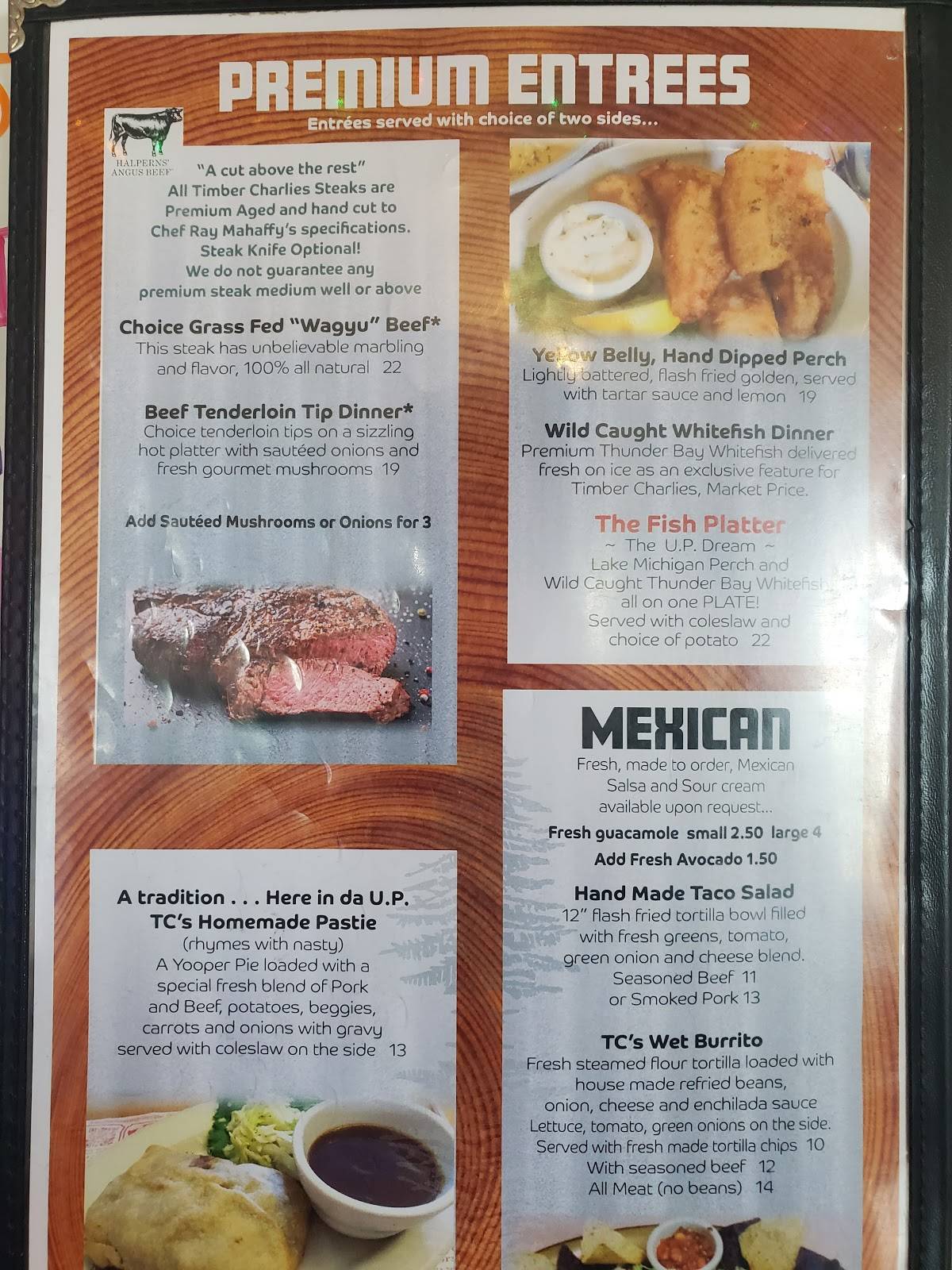 Menu at Timber Charlie's Food & Spirit pub & bar, Newberry