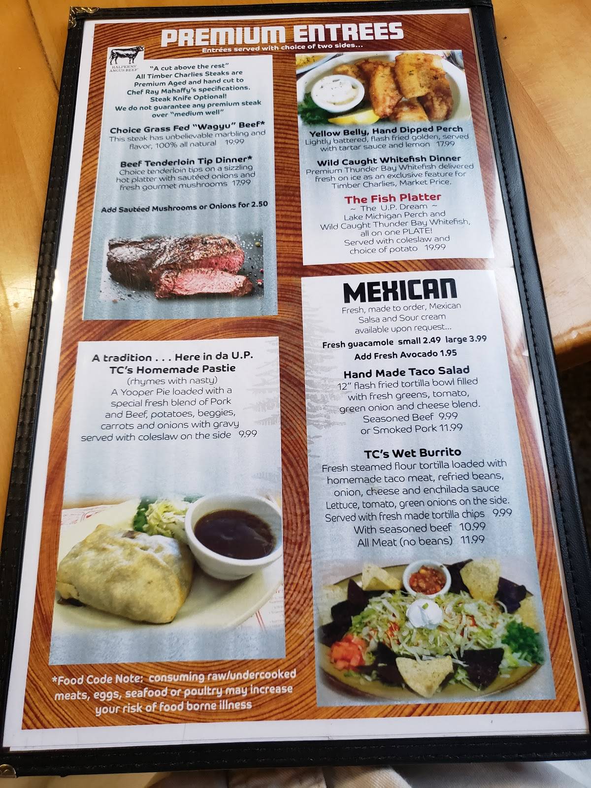 Menu at Timber Charlie's Food & Spirit pub & bar, Newberry
