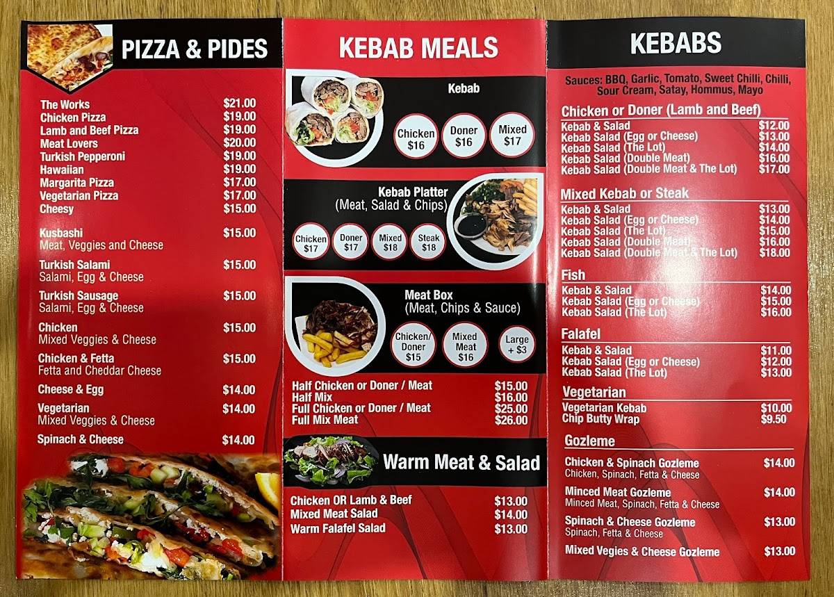 Menu at Newroz Kebabs restaurant, East Perth