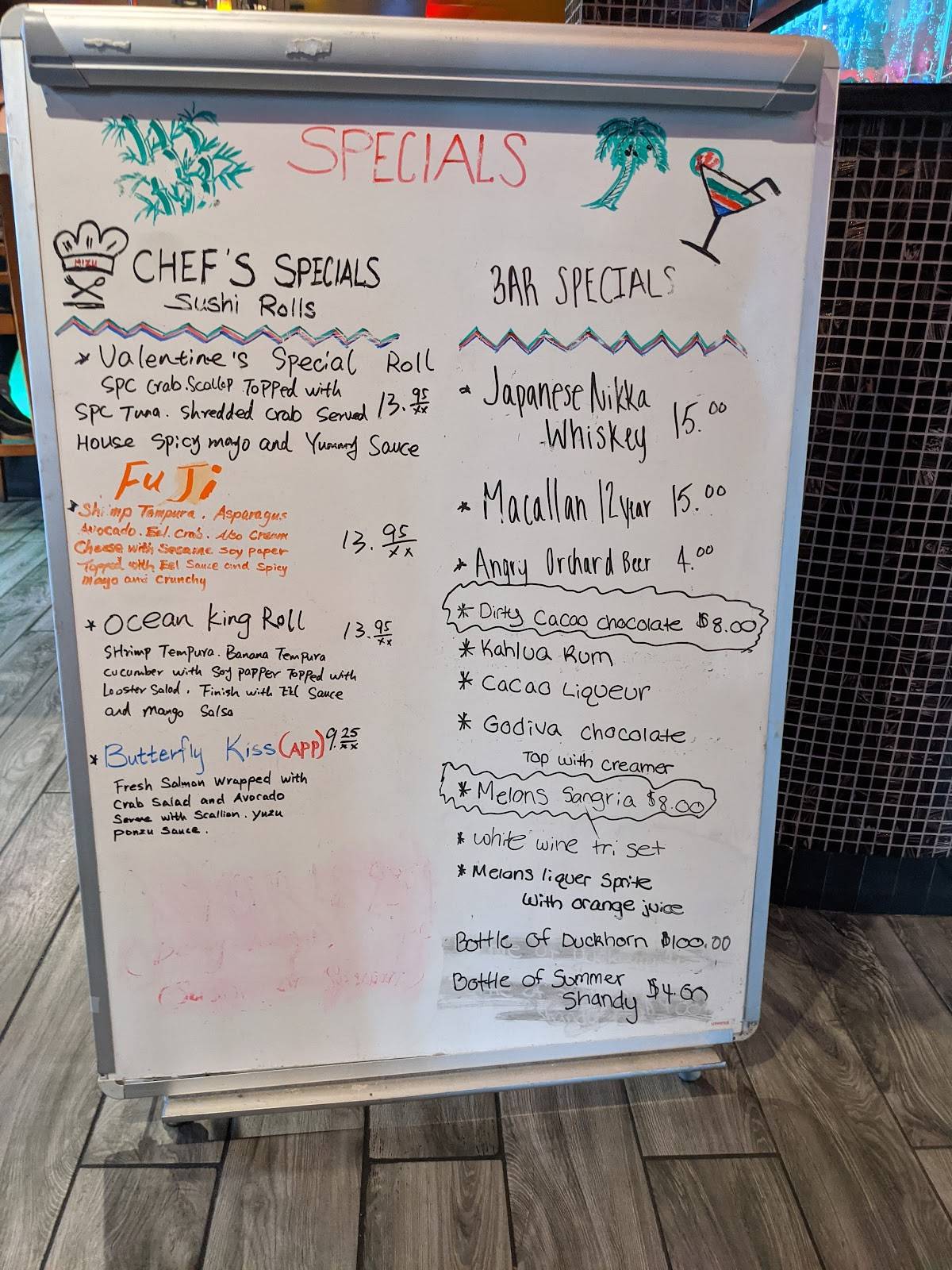 Menu at Mizu Sushi Bar & Grill, Niles