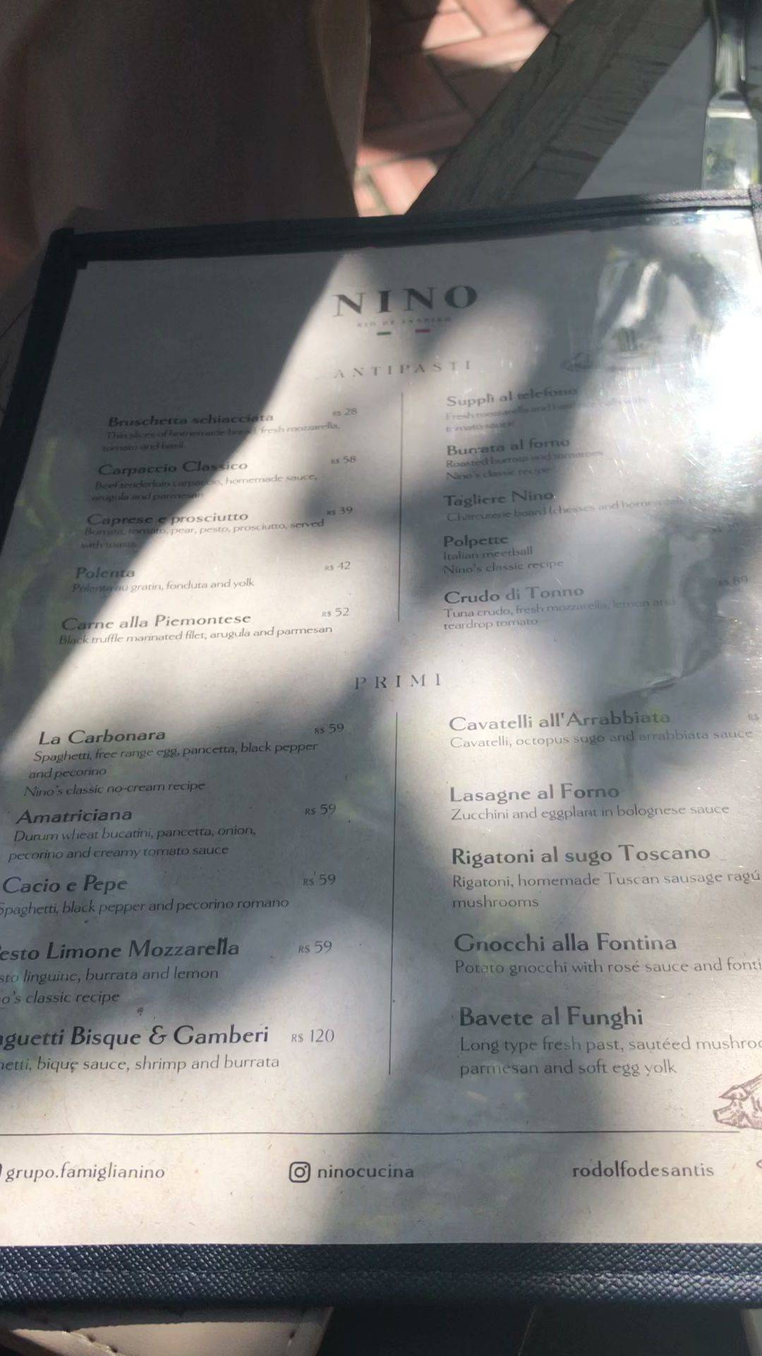 Menu em Nino Cucina & Vino restaurante, Rio de Janeiro, R. Barão da Torre