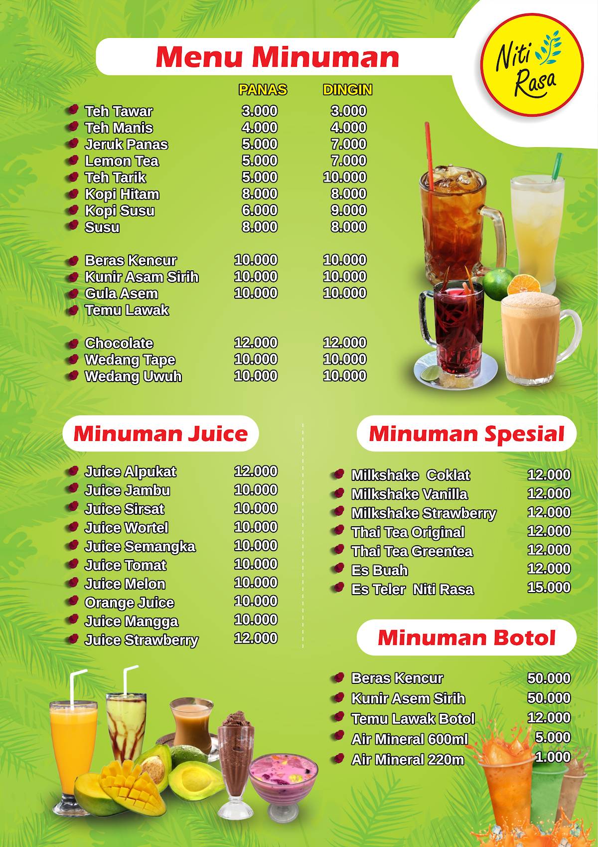 Carta del restaurante Niti Rasa Resto, Ngaru Aru