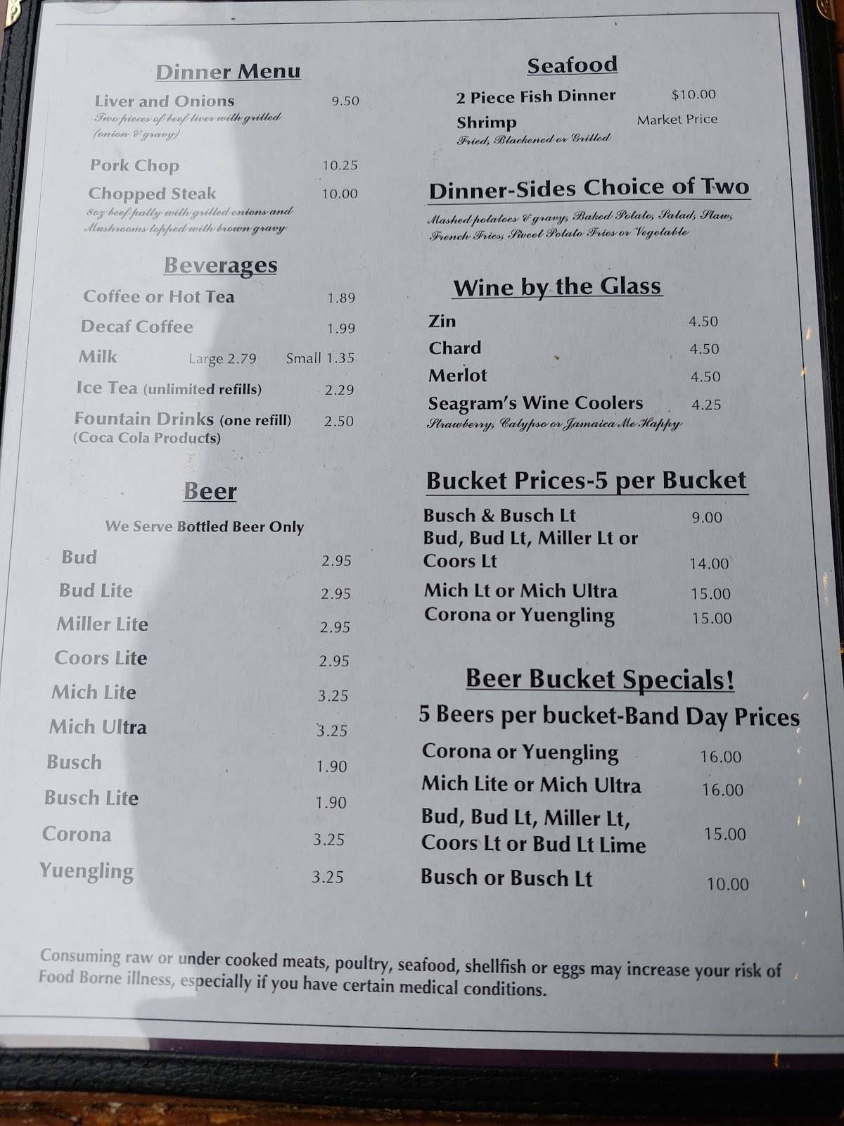 Menu at The New Riverside Restaurant, Nobleton