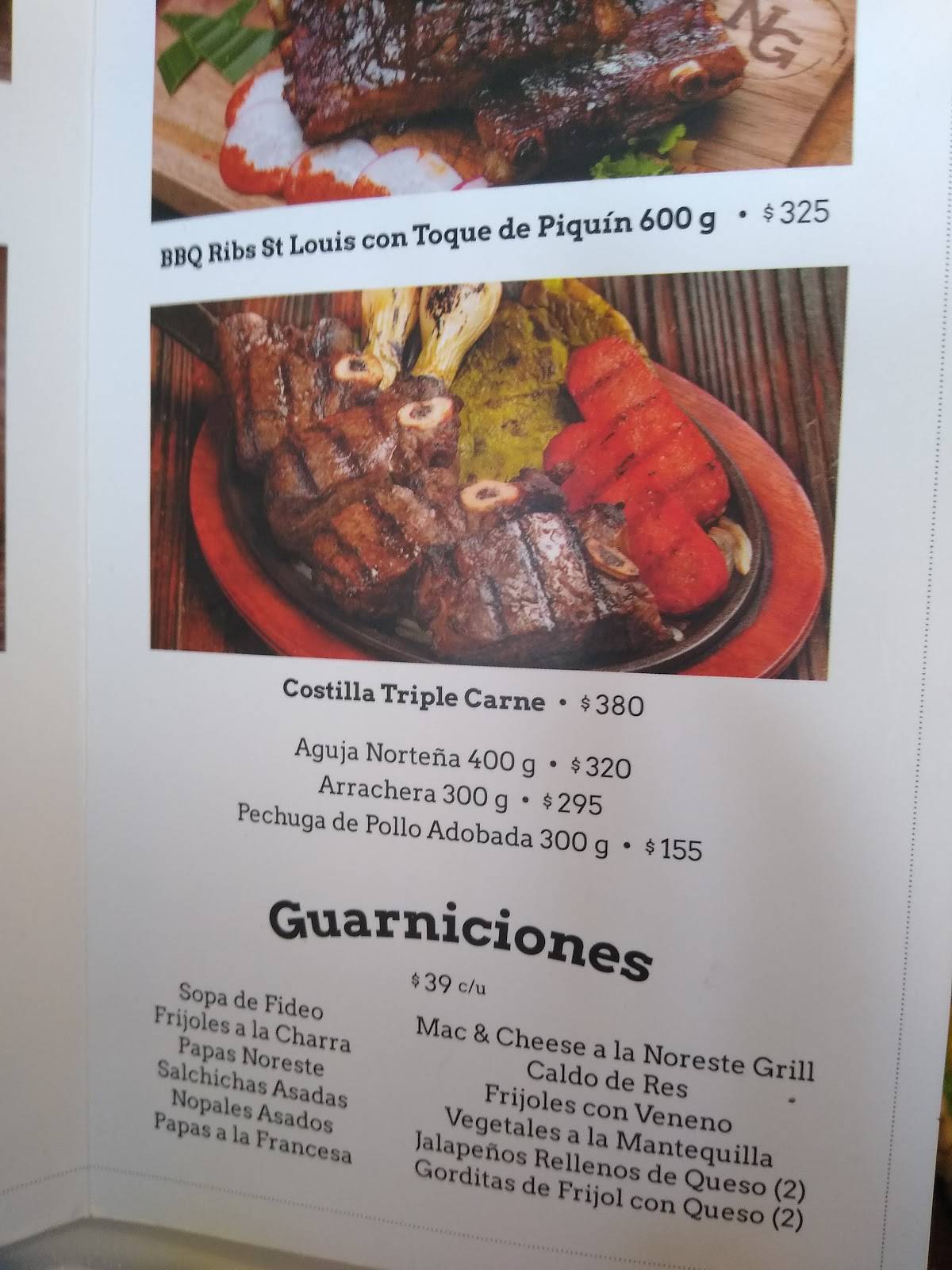 Carta del restaurante Noreste Grill, Apodaca, Plaza Sendero