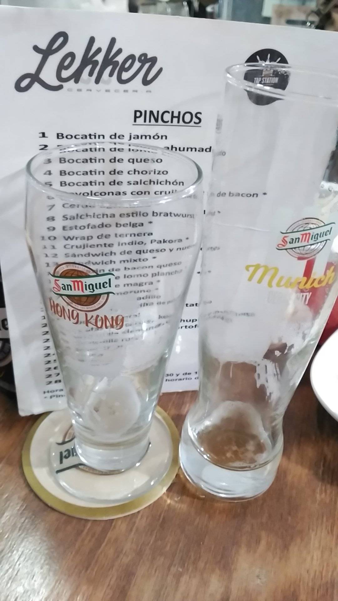 Carta del pub y bar Nuevo Lekker, Ávila