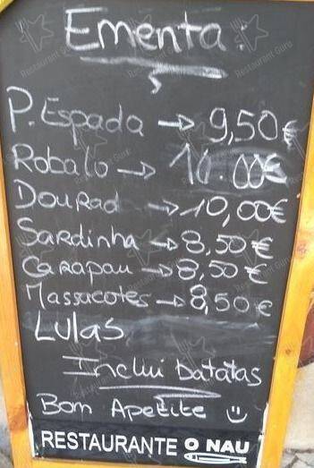 Menu em O Nau restaurante, Setúbal