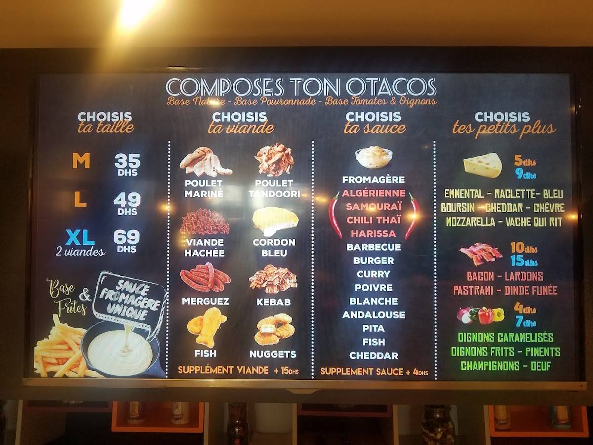 Menu au O'TACOS Rabat Agdal restaurant, Rabat