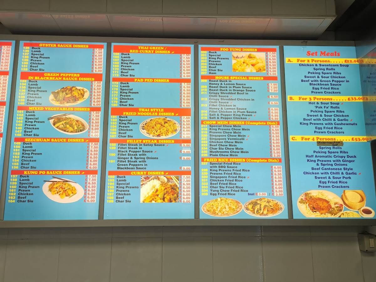 Menu at Ocean Wave fast food, Wallasey