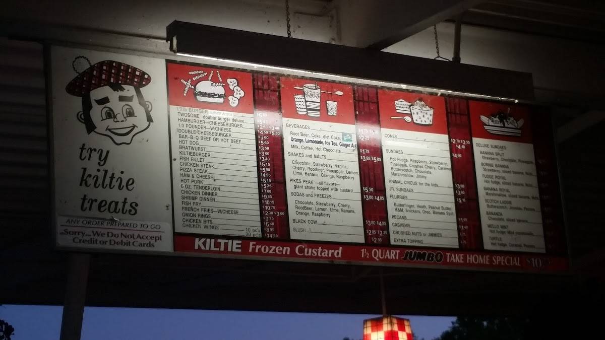 Menu at Kiltie Drive-In restaurant, Oconomowoc, N48W36154 E Wisconsin Ave