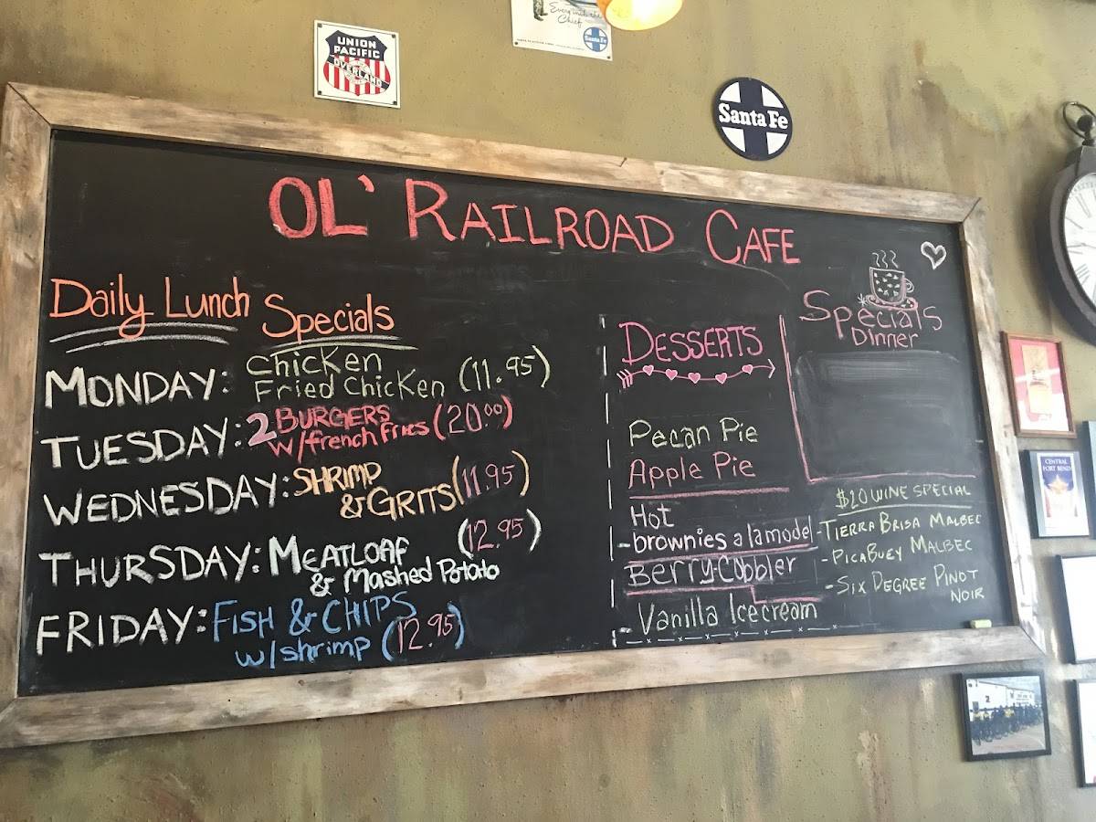 Menu at Ol' RailRoad Cafe, Rosenberg