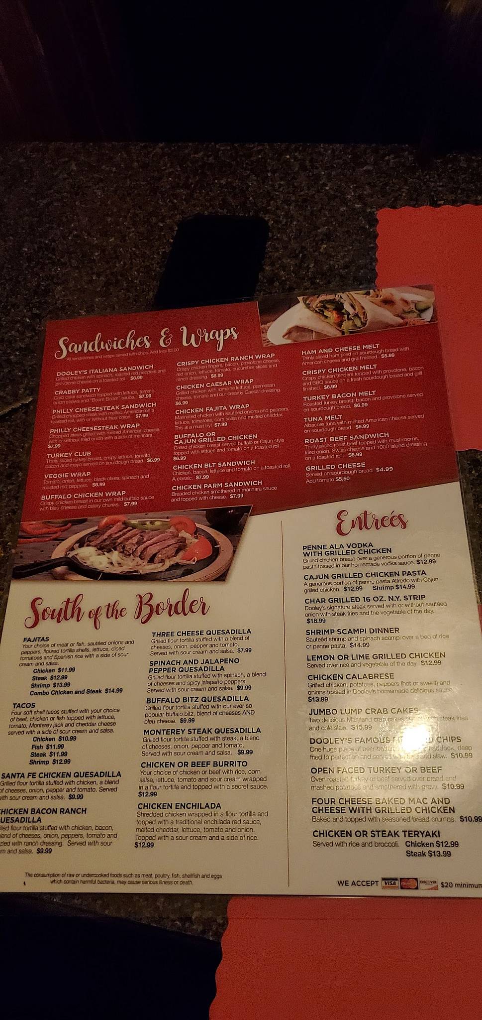 Menu at Dooley's Pub & Eatery, Old Forge