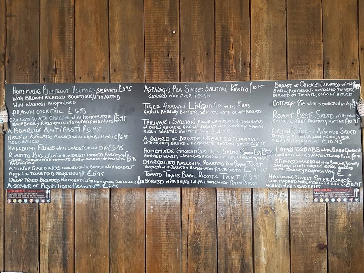 Menu at Oliver's on the Beach cafe, Southend-on-Sea
