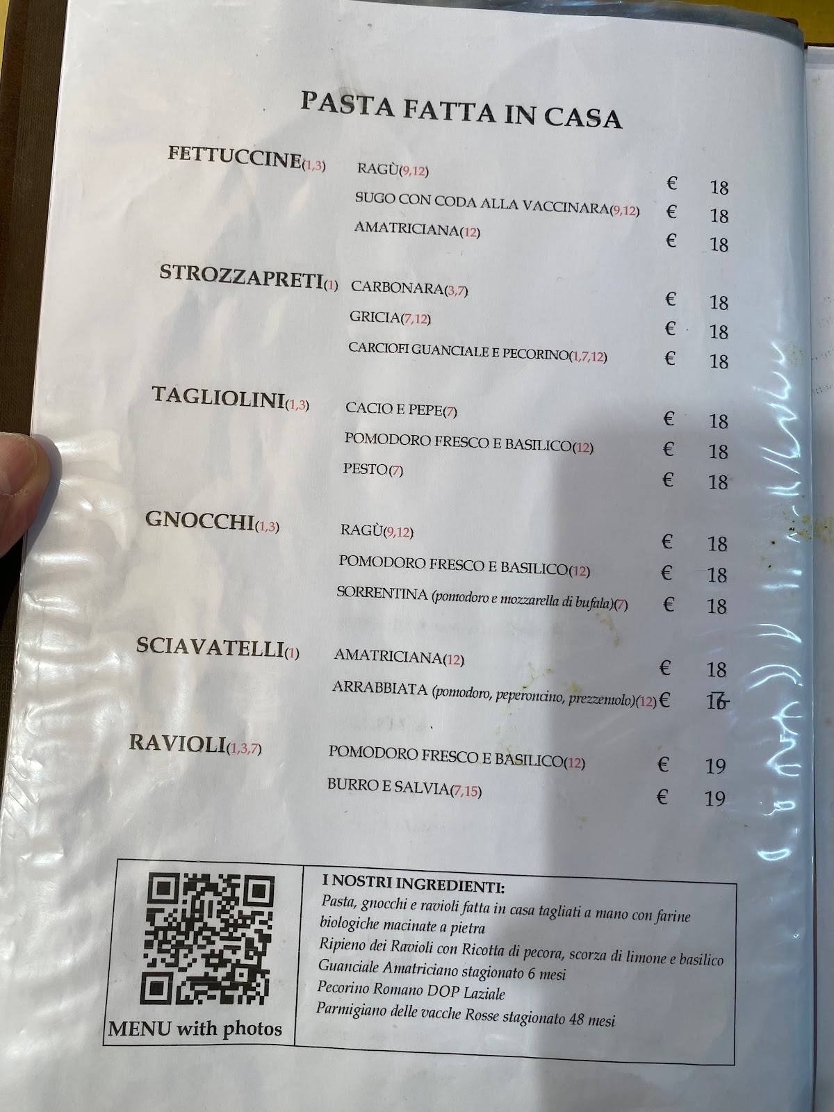 Menu at Osteria Da Fortunata - Brera restaurant, Milan