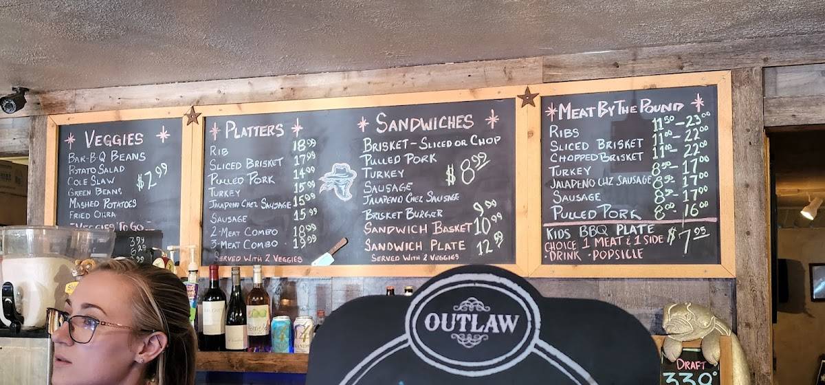 Menu at Outlaw Burgers & BBQ, Justin