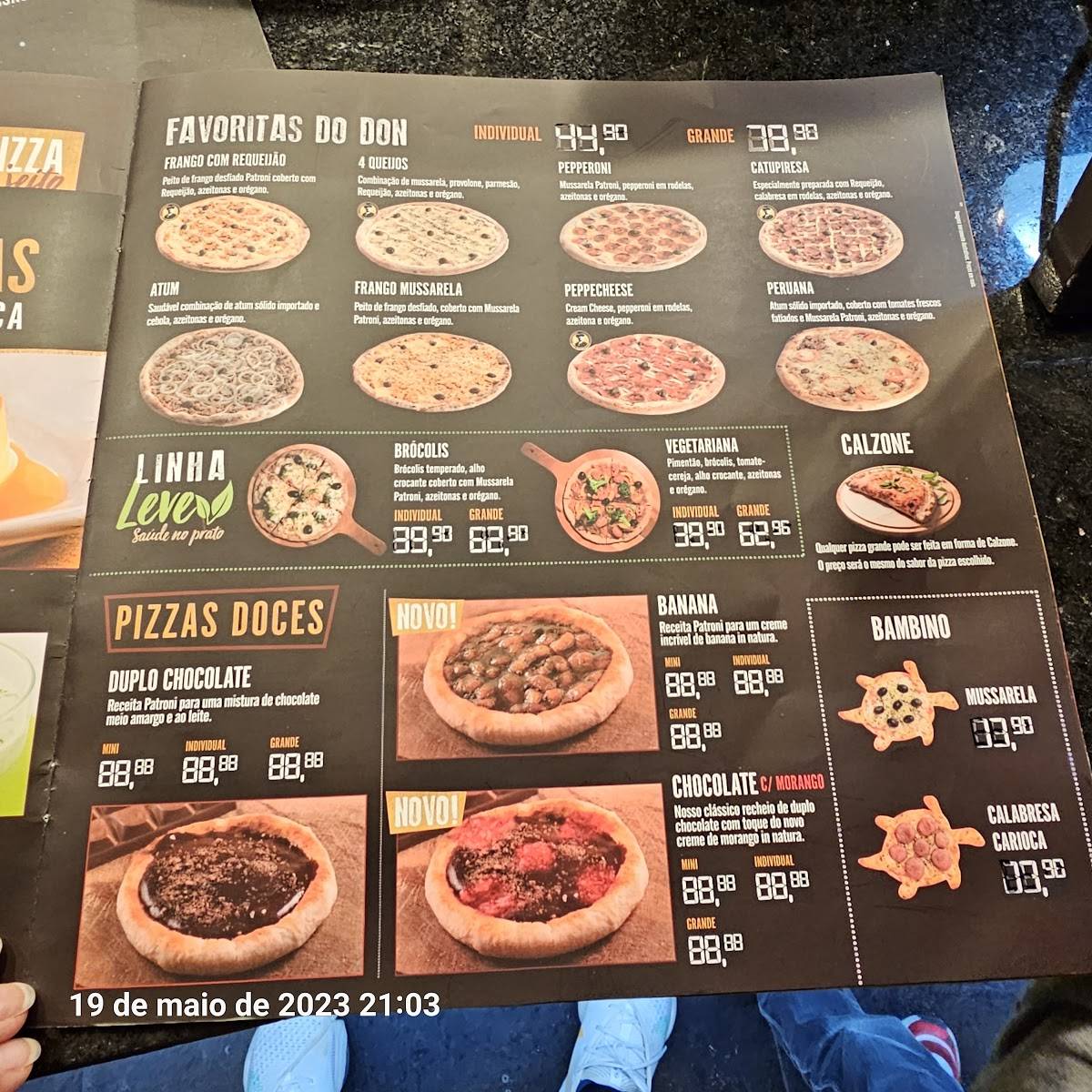 Menu em PATRONI PIZZA restaurante, Osasco, Av. dos Autonomistas