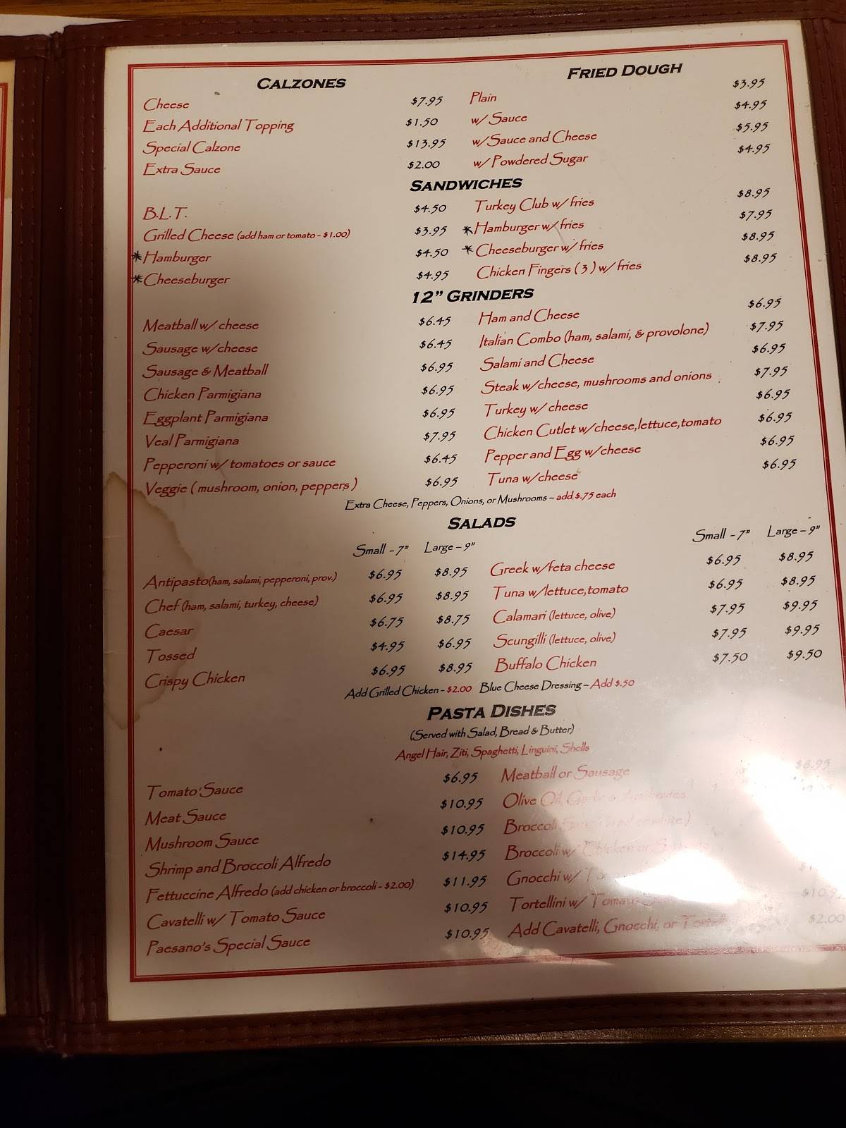 Menu at Paesano's Pasta House Restaurant, Naugatuck