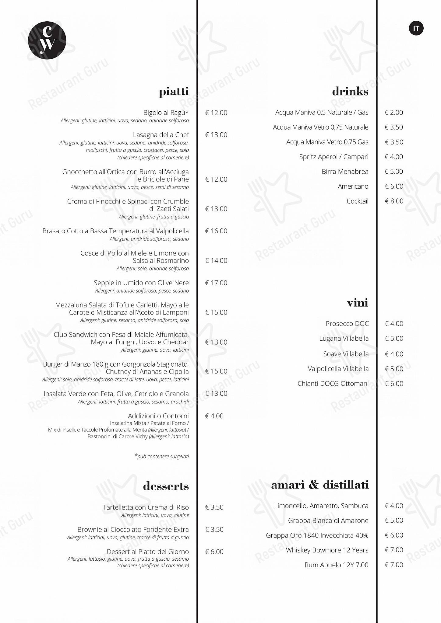 Menu at Palazzo Grassi Cafe, Venice