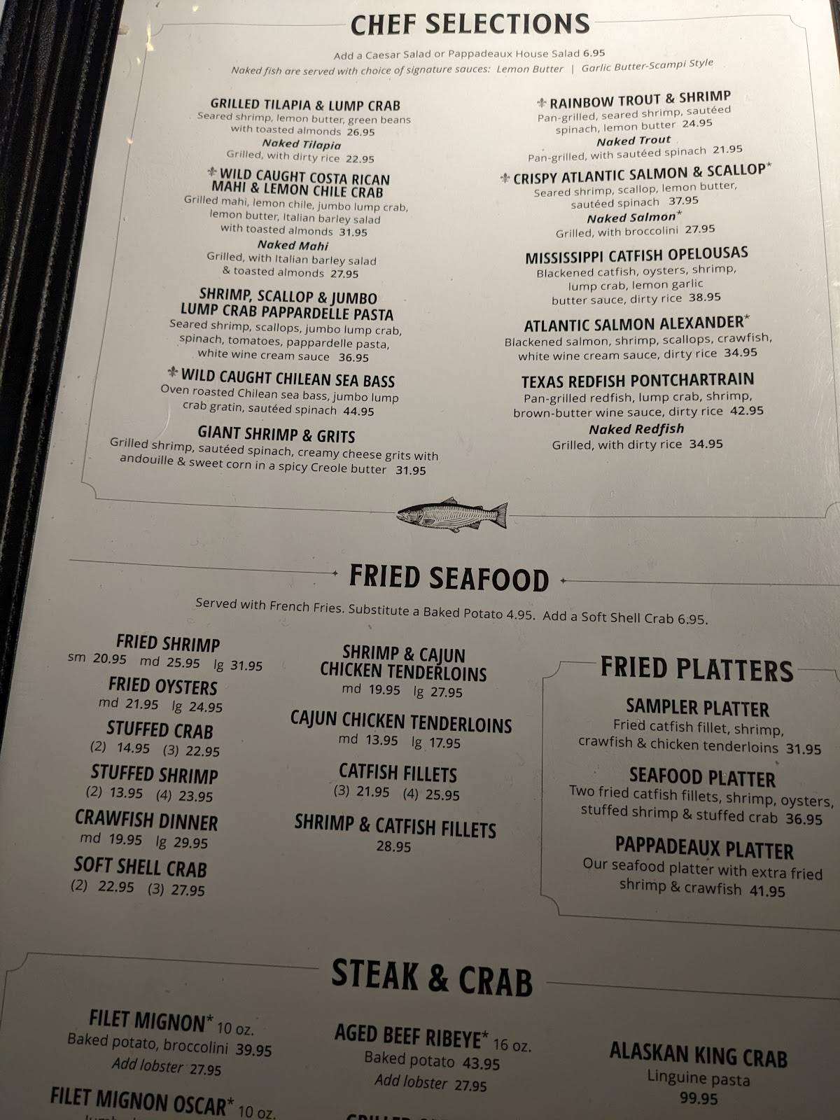 Menu at Pappadeaux Seafood Kitchen pub & bar, Pharr, W Expy 83