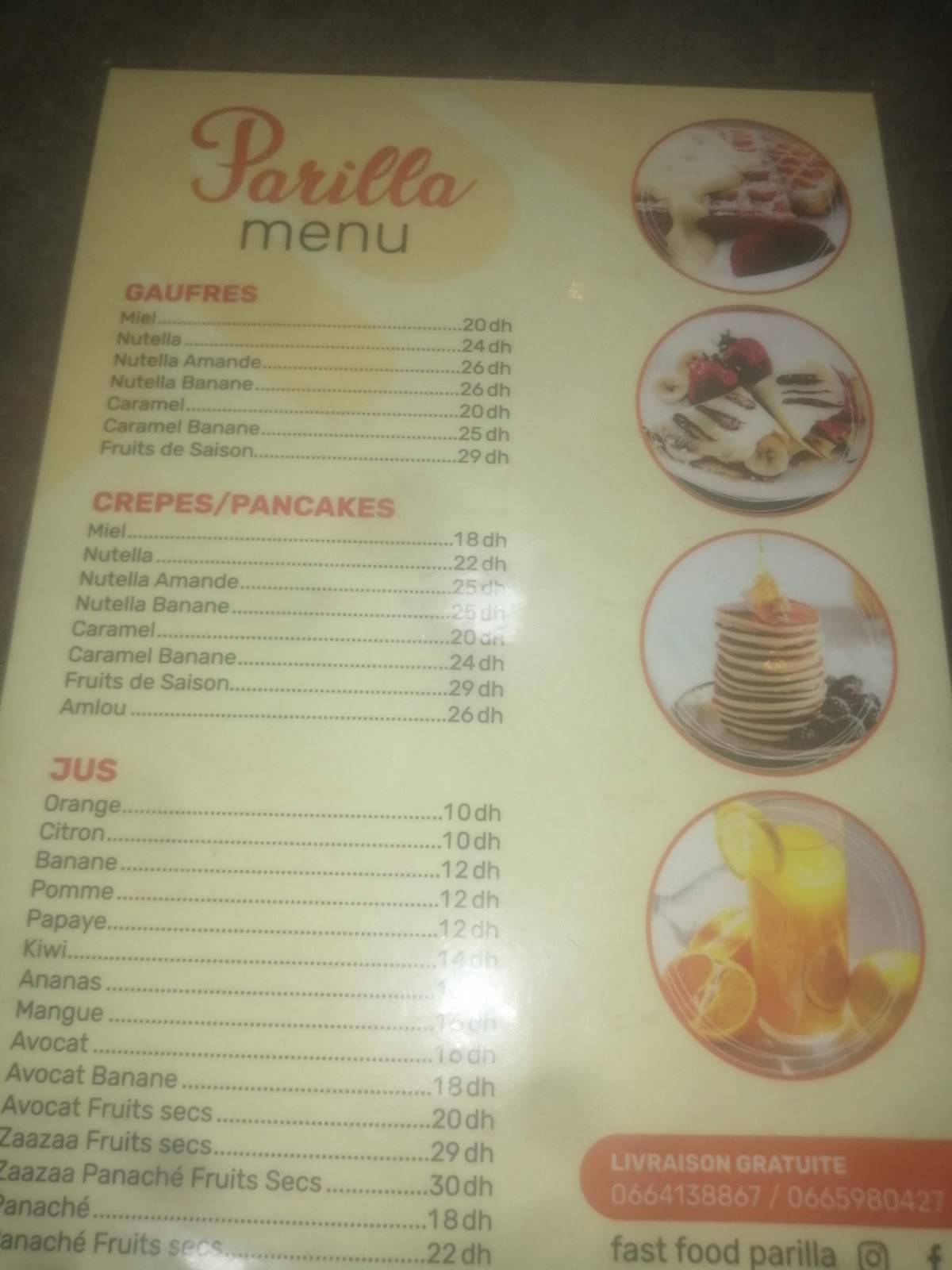 Menu at Parilla Fast Food, Kenitra