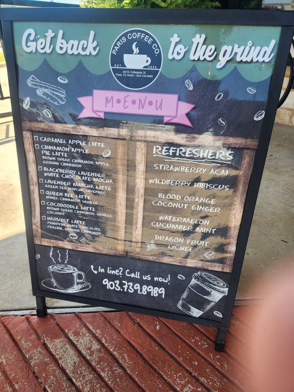 Menu at Paris Coffee Co cafe, Paris, 201 N Collegiate Dr #225