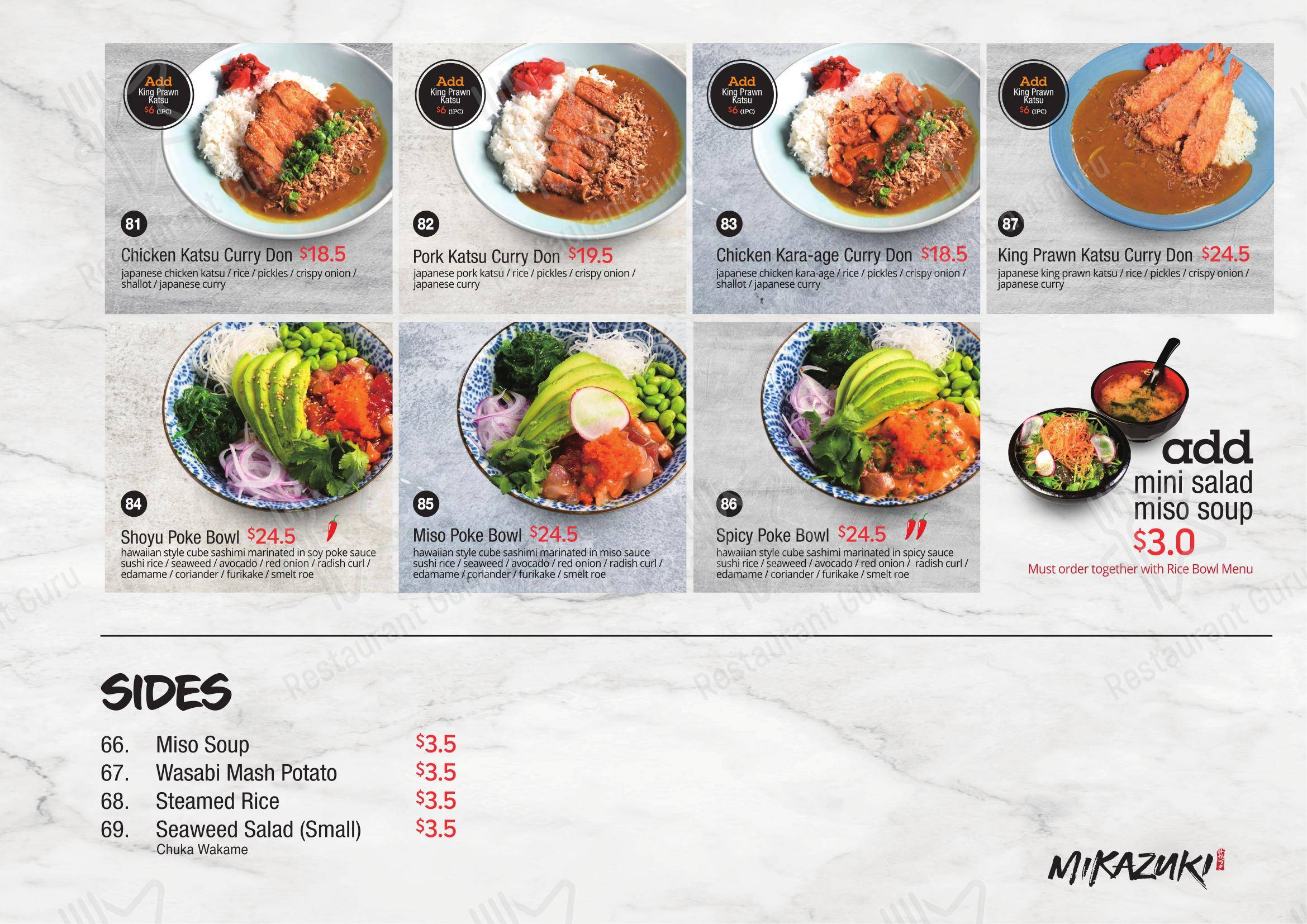Menu at Mikazuki Parramatta restaurant, Parramatta