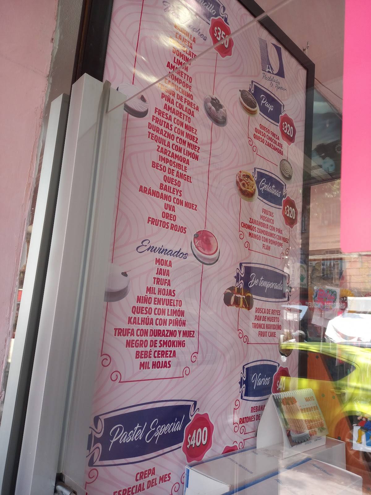 Carta del postres Pastelería D. Henaro, Ciudad del México
