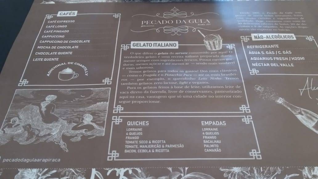 Menu at Pecado da Gula desserts, Arapiraca