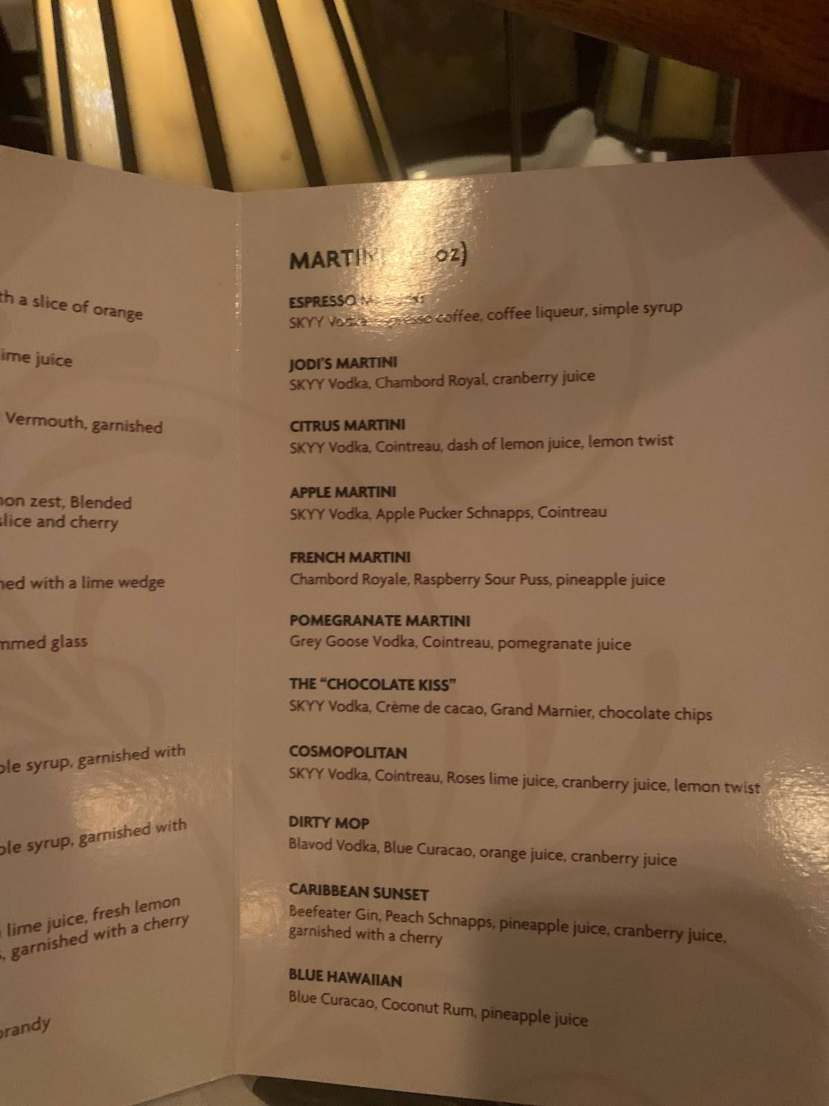 Menu at Peters Fine Dining steakhouse, Markham